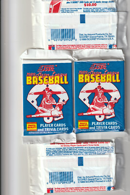 1989 Score Baseball Wax Pack/Factory Sealed Packs/16 Player Cards/1 ...
