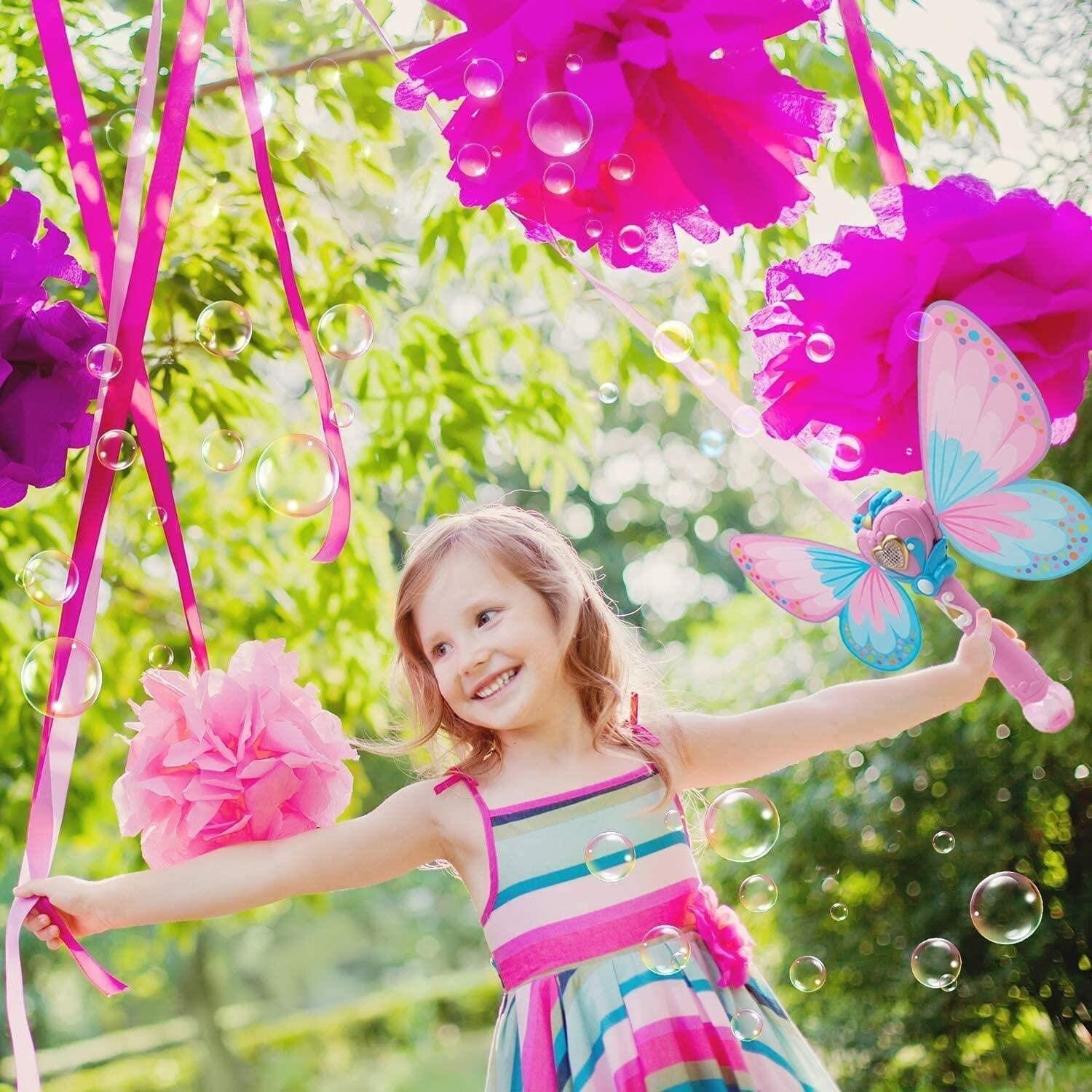 Bubble Fairy Wand with Light Music Safe Leak-Proof Magic Bubble Blower ...