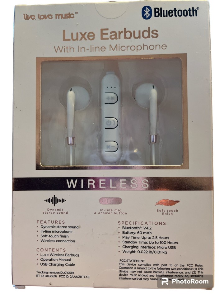 Luxe Live Love Music Earbuds - Bluetooth, Wireless with In-line ...