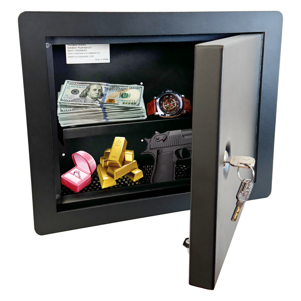 Heavy-Duty In-Wall Safe with Key Lock for Secure Storage, Wall Safe Box ...