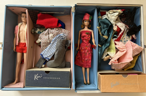 Vintage Barbie & Ken Double Carry Case, Midge Ken Dolls & Outfits ...