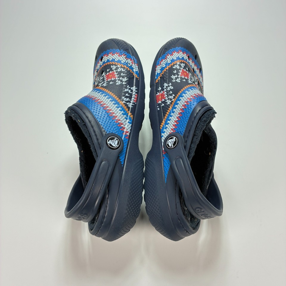 Crocs Dual Comfort Fur Black Printed Lined Slip On Round Toe Clog Women ...