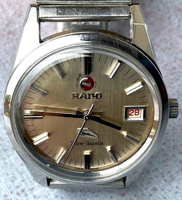 RADO Silver Gazelle WATCH AUTOMATIC SWISS 1970s VINTAGE DAY/DATE 25J AS ...