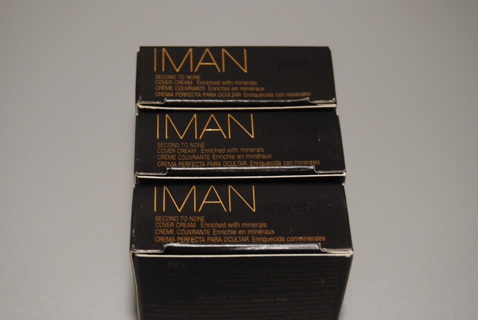 (3) Iman Cosmetics Second To None Cover Cream CLAY MEDIUM DEEP .17oz ...