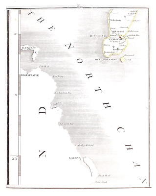 ANTIQUE COASTAL MAP NORTH CHANNEL SCOTLAND MULL OF KINTYRE c1794 by ...
