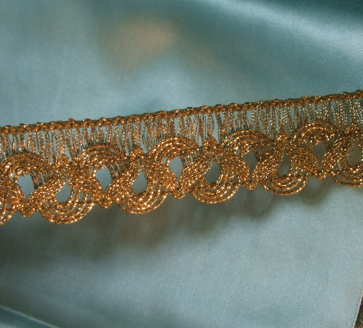 Antique gold metallic lace trim swag brocade braid loops yardage 1 ...