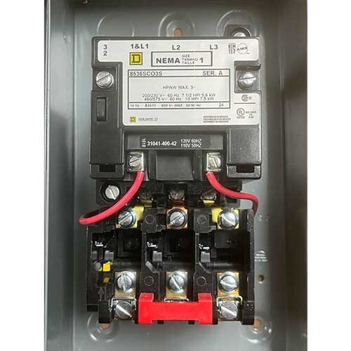 8536SCG3V02S CONTACTOR OPEN SQUARE D SIZE 1 27AMPS 480VAC 3PHASE 120VAC ...