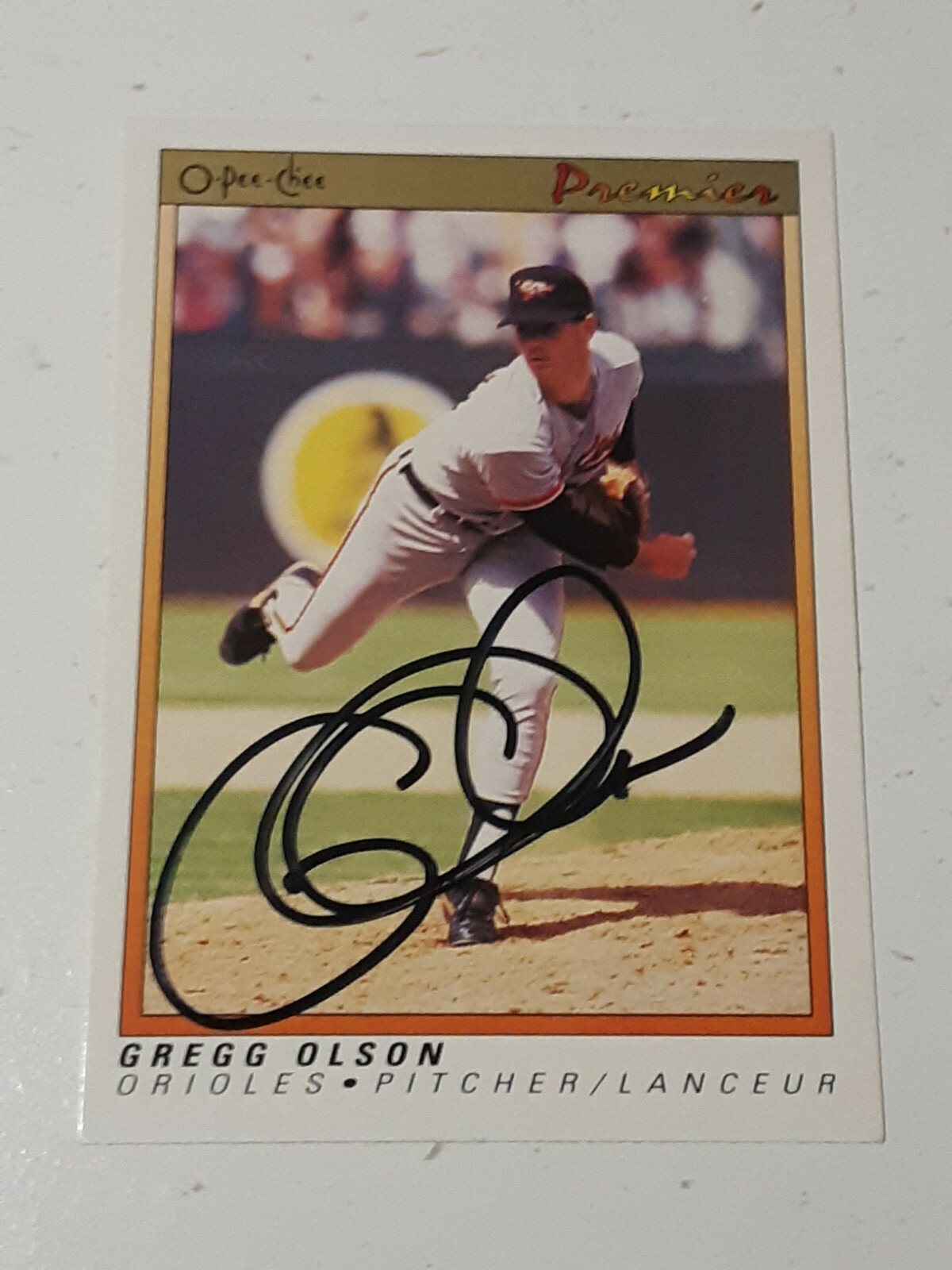 Gregg Olson Baltimore Orioles 1991 O-Pee-Chee Premier Autograph Card ...