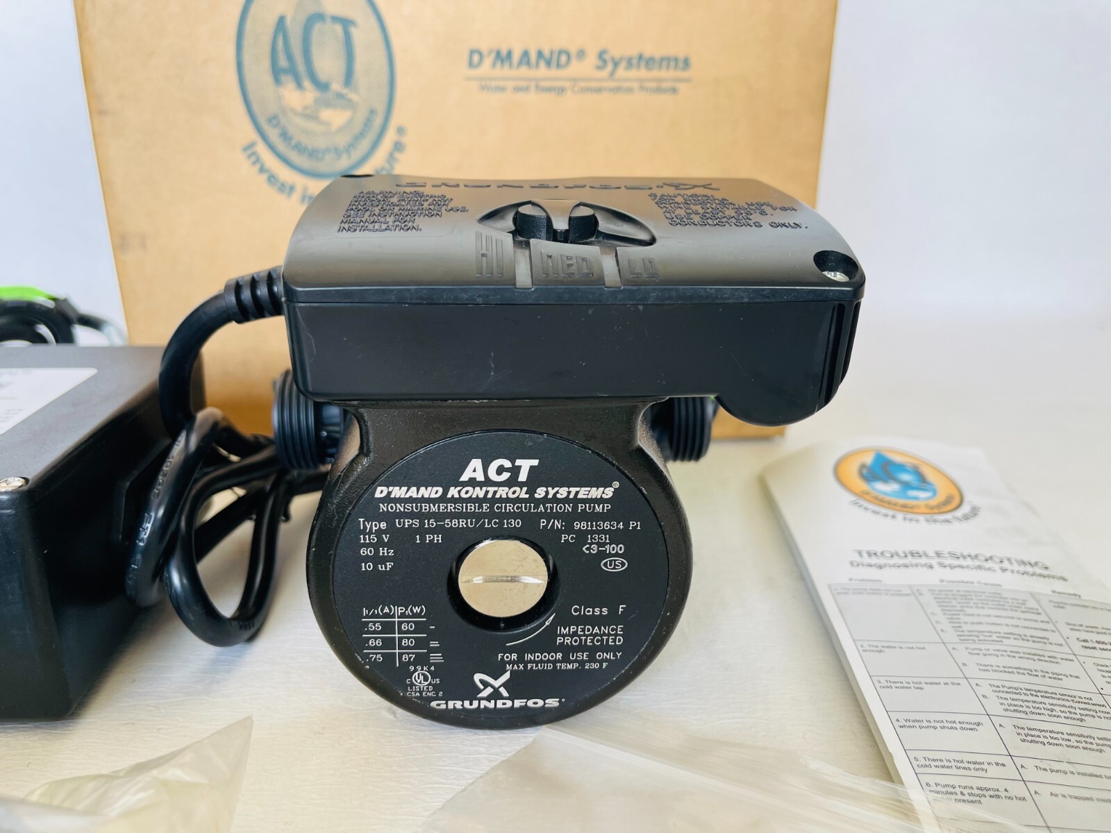 Act D'MAND Kontrols Water Recirculation C3-100 w 3-Speed Grundfos Pump ...
