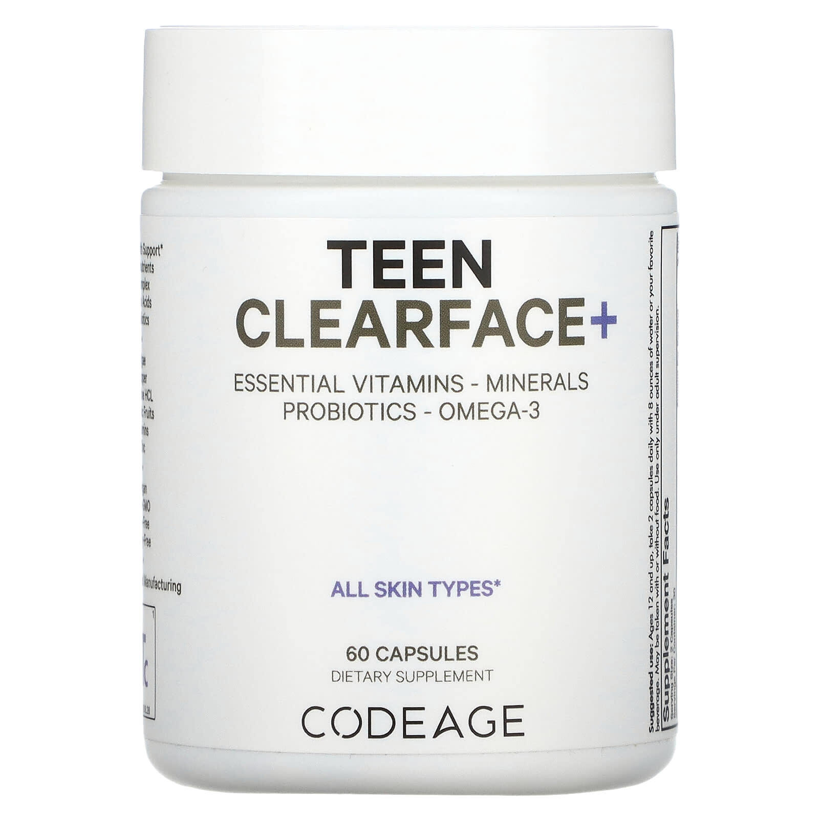2 X Codeage, Teen Clearface Vitamins, All Skin Types, 60 Capsules 853919008779| eBay
