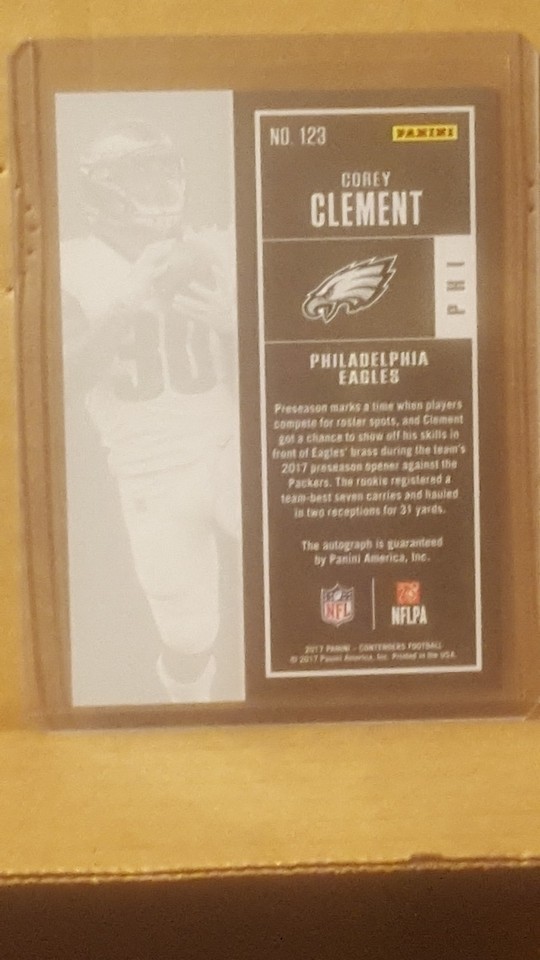 Corey Clement 2017 Contenders Rookie Ticket Autograph Philadelphia ...