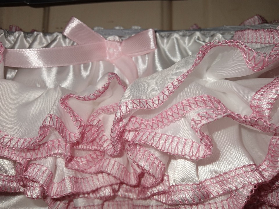 ADULT BABY~ SISSY~MAIDS~ DOUBLE LAYER SATIN PANTS WITH FROU FROU FRILLS ...
