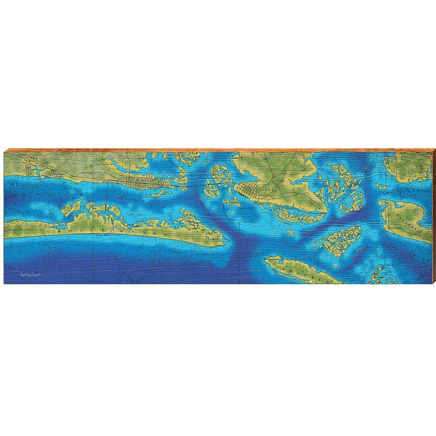 Beaufort and Bogue Sound Map Home Decor Art Print on Real Wood (9.5"x30 ...
