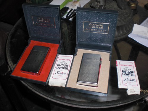 2 vintage scripto butane lighter in org cases and papers | eBay