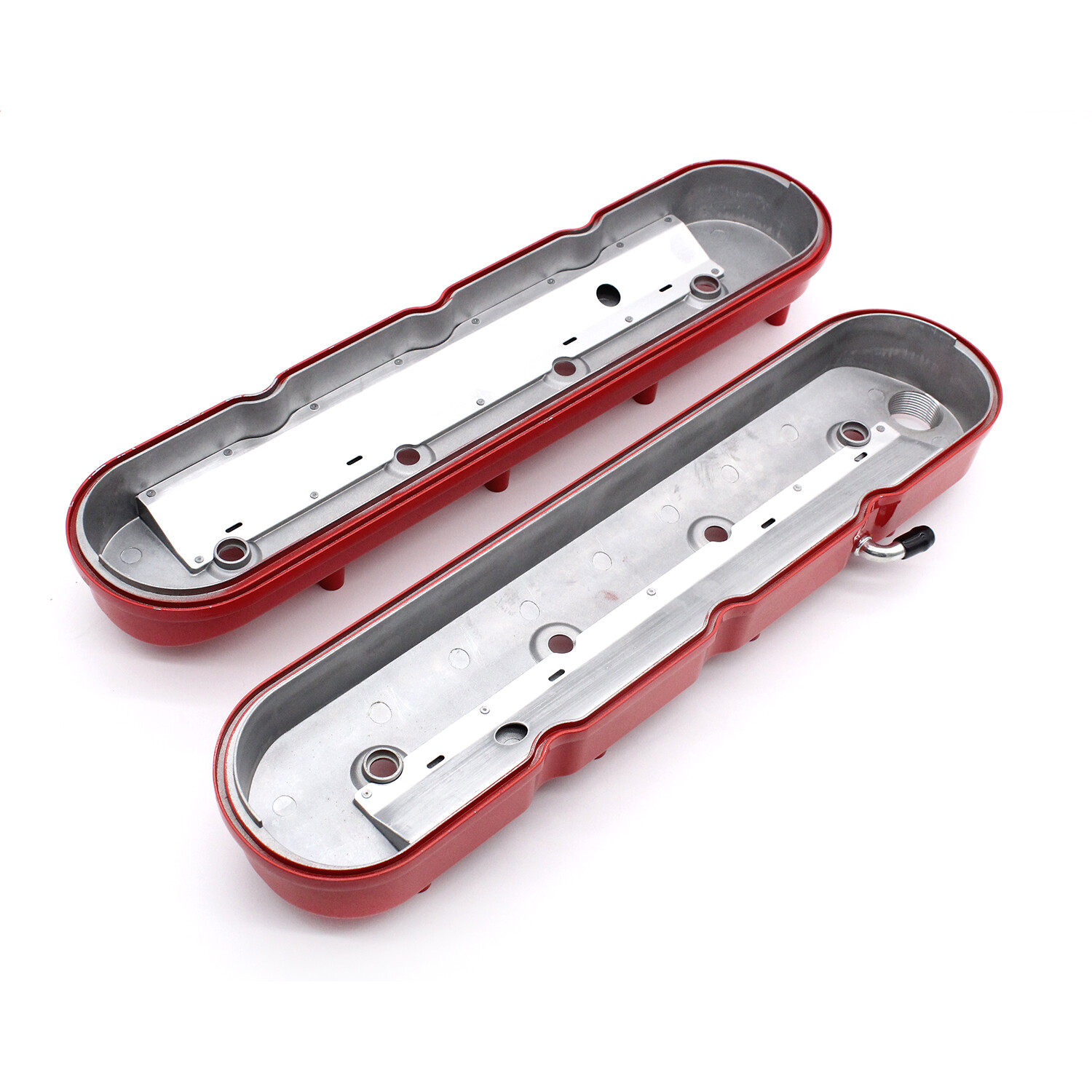 2PCS Aluminum Gloss Red Tall LS Valve Covers For Chevy LS1 LS2 LS3 LS6 ...