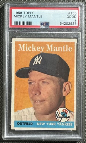 1958 Topps Mickey Mantle NY Yankees Baseball Card #150 PSA GOOD 2 ...