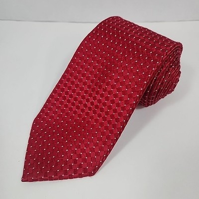 Donald J Trump Tie Necktie Signature Collection Red Checker Silk 59.5 ...
