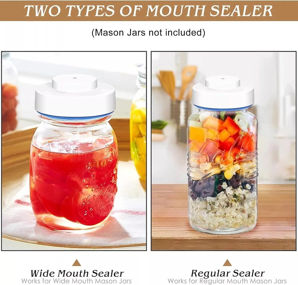 Electric Mason Jar Vacuum Sealer Kit Wide & Regular Jars Vacuum Sealer Kit | eBay