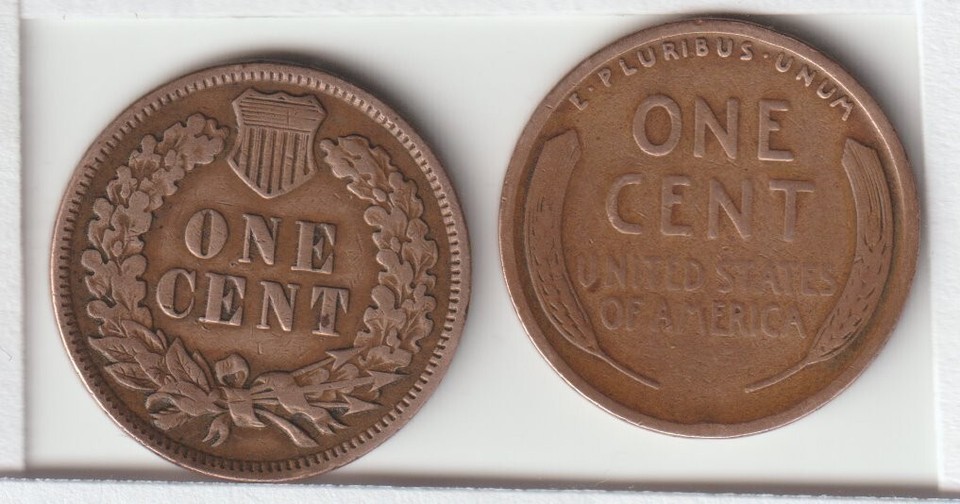 Rare US 1909 Indian Head Cent & 1909 Lincoln Wheat Penny Coin ...