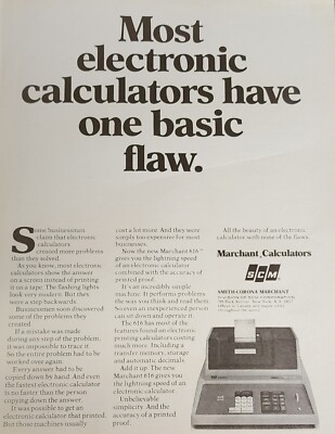 Marchant Calculator Picture Magazine Ad Vtg Smith Corona Original Wall ...