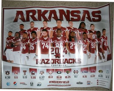 Arkansas Razorbacks Football 2014 Schedule Poster 27 by 19 Hogs SEC ...