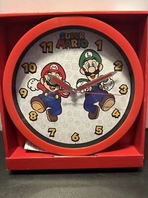 Red Super Mario Wall Clock 10" Analog Display | eBay