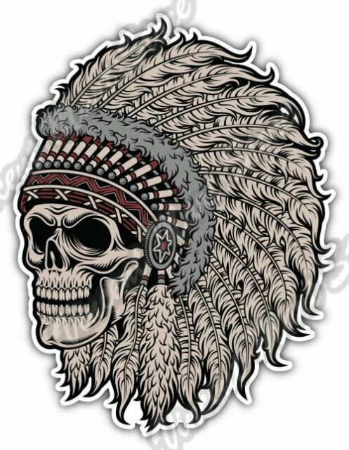 Indian Chief Head Skull Native American USA Car Bumper Vinyl Sticker ...