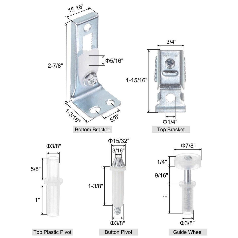 2 Sets Bifold Door Hardware Kit Include Bottom Pivot, Bracket & Guide ...