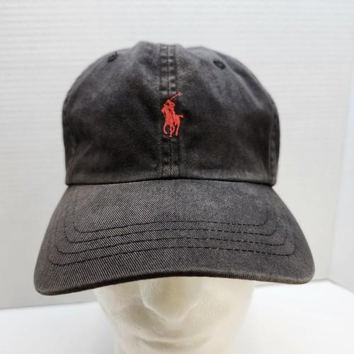 Vintage Polo Ralph Lauren Adjustable Hat Strap Back Weathered Black Red ...