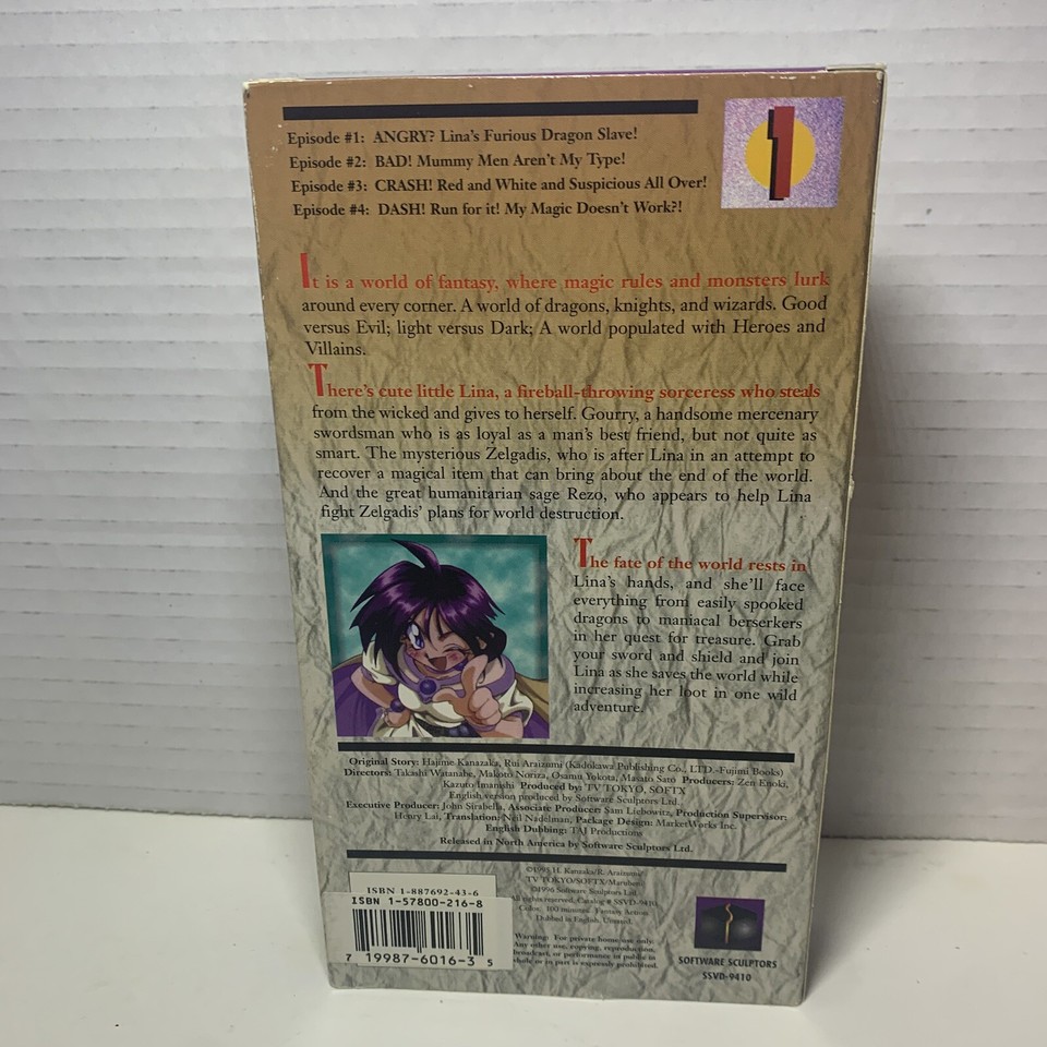 The Slayers Anime Collectors Box Set Vol. 1-4 VHS English Dubbed ...