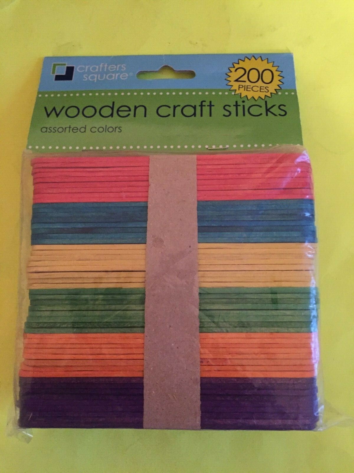 Crafters Square Wood Craft Sticks - Assorted Colors 4.5 Inches - 200 ...