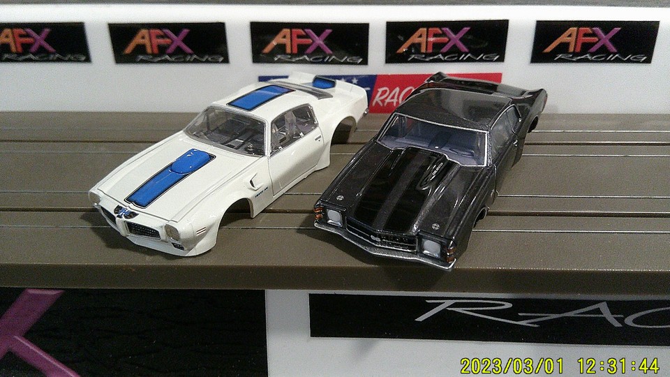2 AFX RACING H.O. SCALE SLOT CAR BODIES ONLY 1972 CHEVELLE & 1970 ...