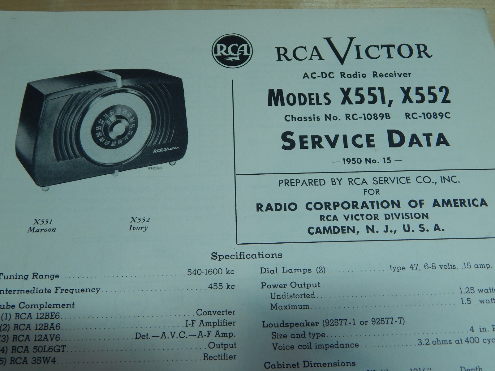 RCA BX57 BX6 X551 Radio Service Manual Originals | eBay