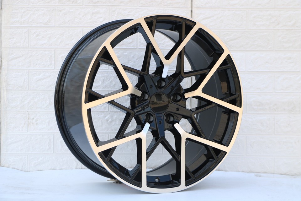 20x8.5 20x9.5 M3 STYLE BLACK MACHINED FACE STAGGERED RIMS FITS BMW ...