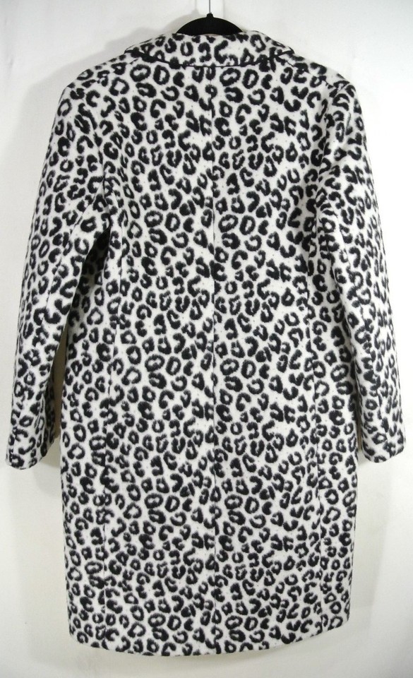 NWT Maje Garouny Leopard-Print Coat in Black/White - Size 40 #C270 | eBay