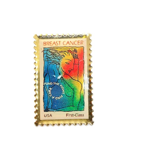 Breast Cancer USA First Class Stamp Design Pin Lapel Enamel Collectible ...