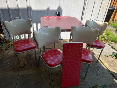 Vintage Formica Chrome Dinette Dining Kitchen Table red atomic ...