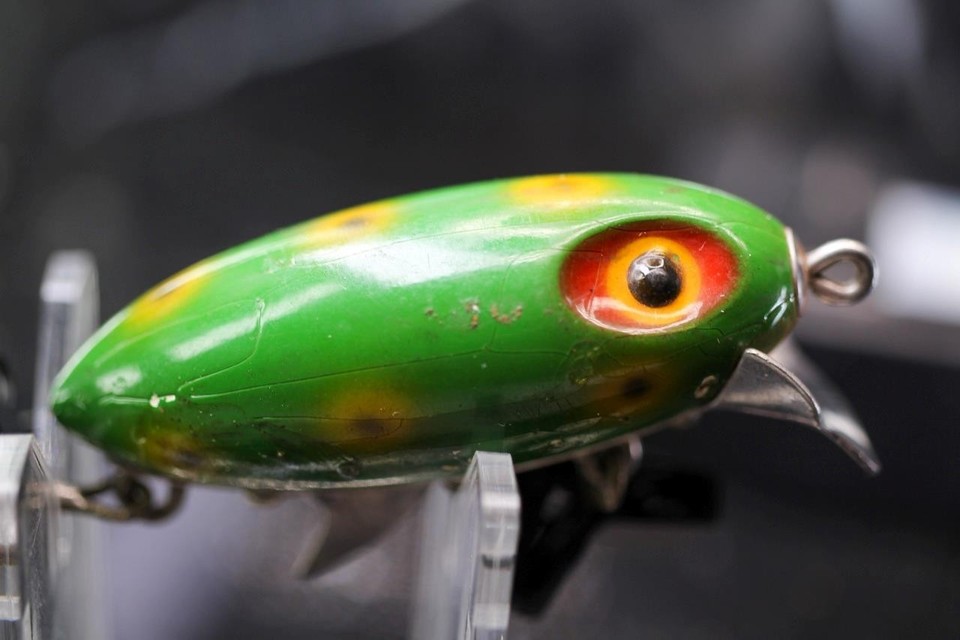 Clark Water Scout Wooden BULLFROG FROG WOOD FIN METAL FISHING LURE | eBay