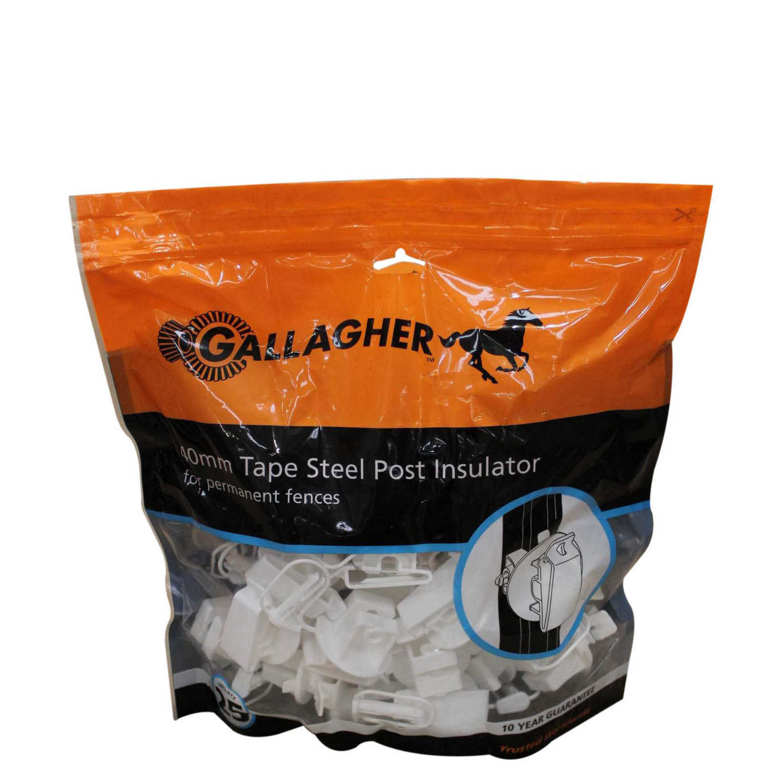 Gallagher Steel Post Insulator for 40mm Tape G62814 Electric Fence Bag ...