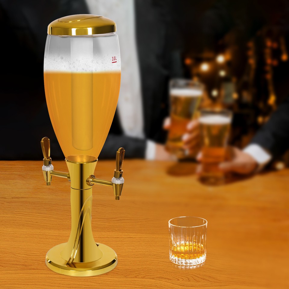 Portable Beverage Tower Dispener 3L Wine Juice Beer Dispenser With Two ...