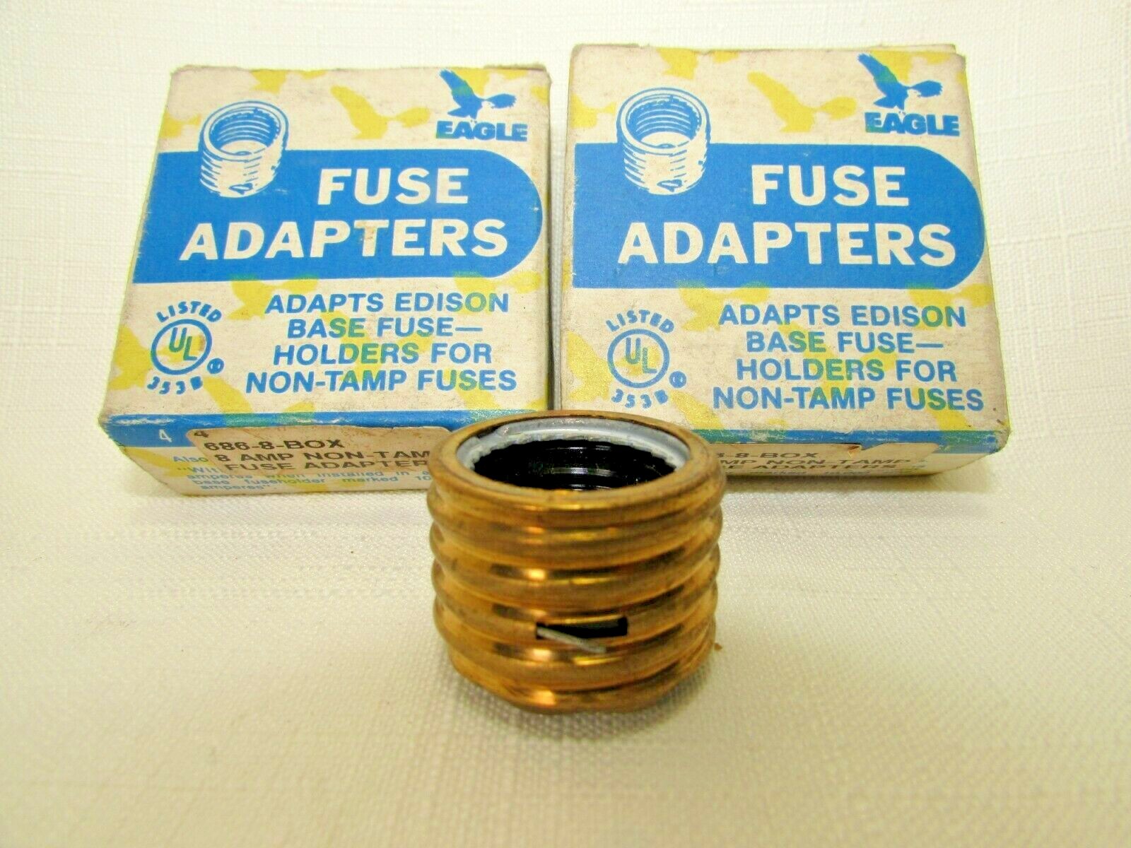 LOT OF 8 EAGLE Fustat SA8 EDISON NON TAMP Fuse Adapters 8 Amps NEW OLD ...