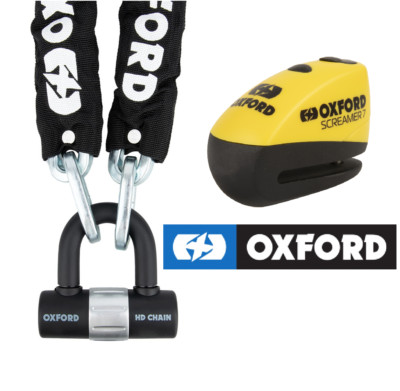Oxford HD Chain Lock 1.5m and Motorbike Screamer7 Alarm Disc Lock for ...