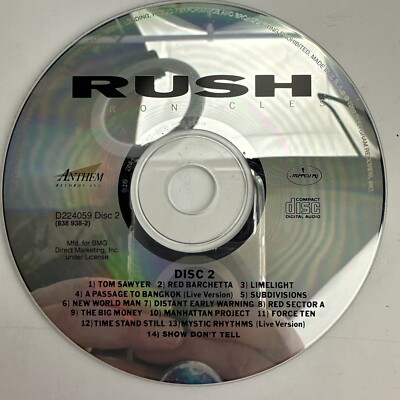 Rush Chronicles Disc 2 CD Disc Only | eBay