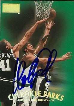 Cherokee Parks autographed Basketball Card Timberwolves 1998 Skybox ...