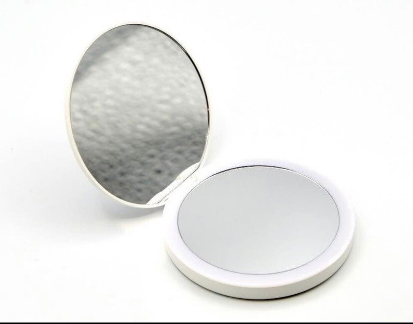 Pocket Mirror With Lights - Handheld Mirror - 2x Magnification ...