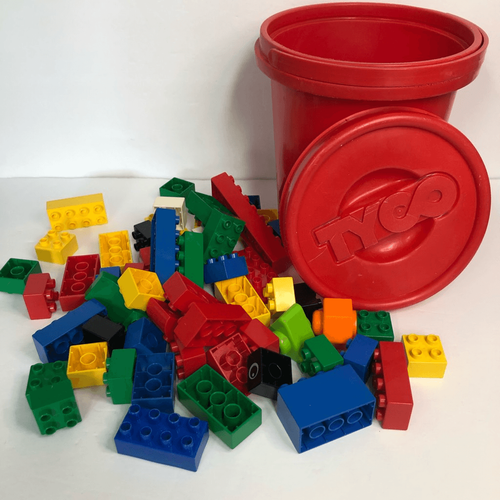 tyco duplo 1980s building blocks red bucket mixed lot preschool primary ...