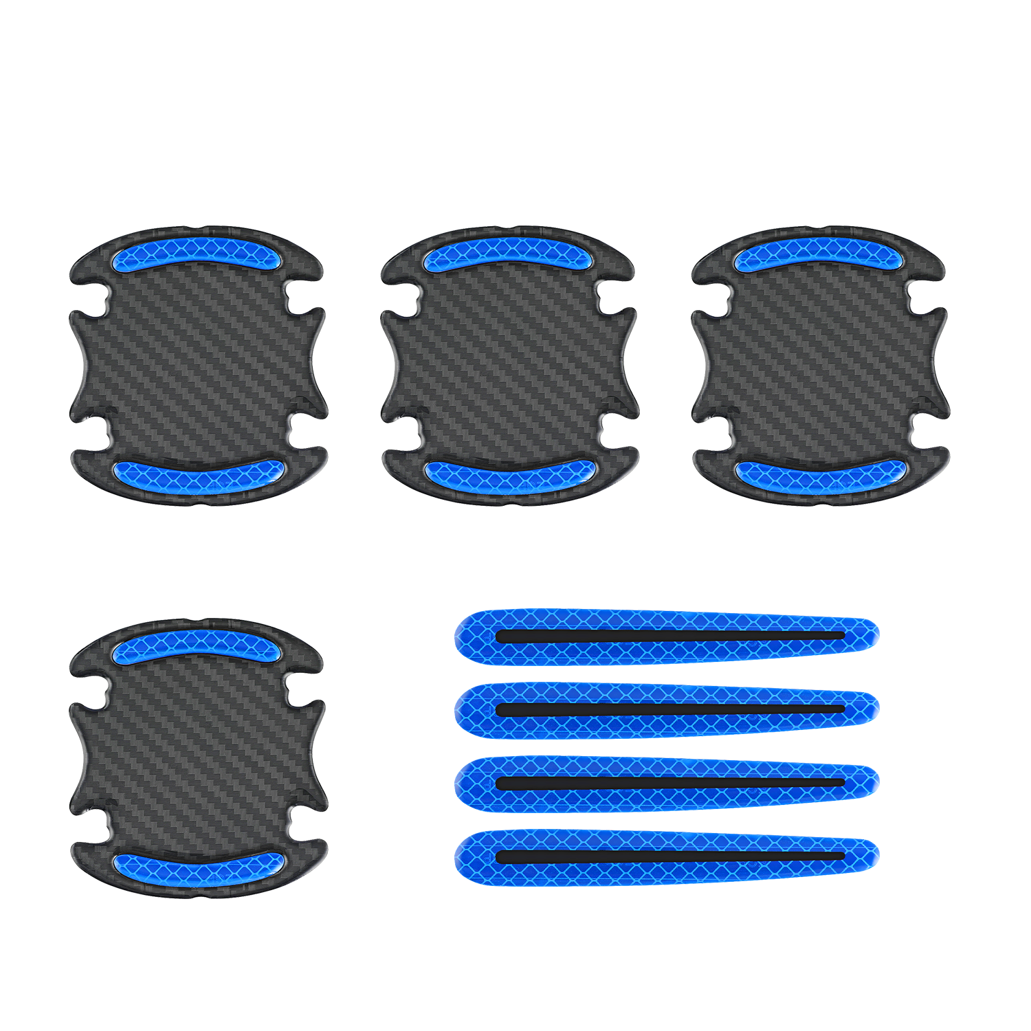 8PCS Blue Reflective Stickers Car Door Handle Bowl Cup Anti-Scratch ...