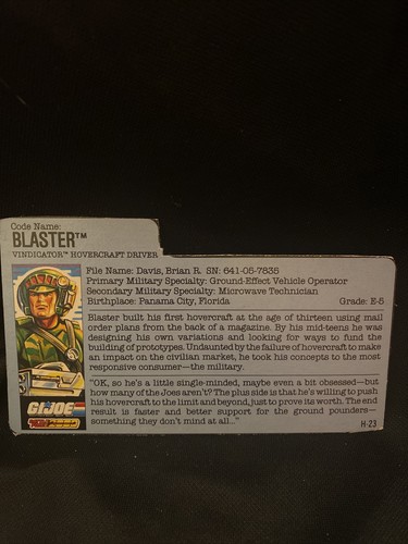 1990 Hasbro G.I.Joe BLASTER V1 File Card Original | eBay