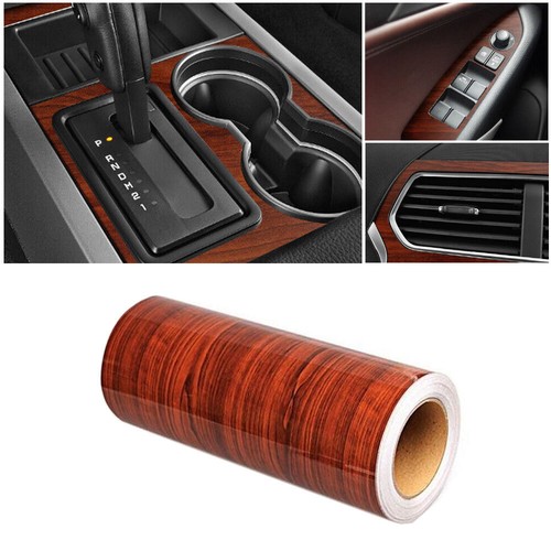 Glossy Simulation Wood Grain Sticker DIY Vinyl Decal Car Interior Trim ...