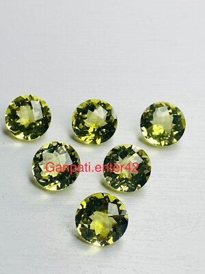 NATURAL GREEN GOLD LEMON QUARTZ ROUND CHECKER BOARD CUT 9x9 MM LOOSE ...